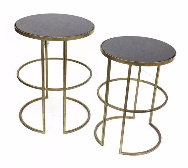 SET OF 2 GOLD METAL ACCENT TABLES